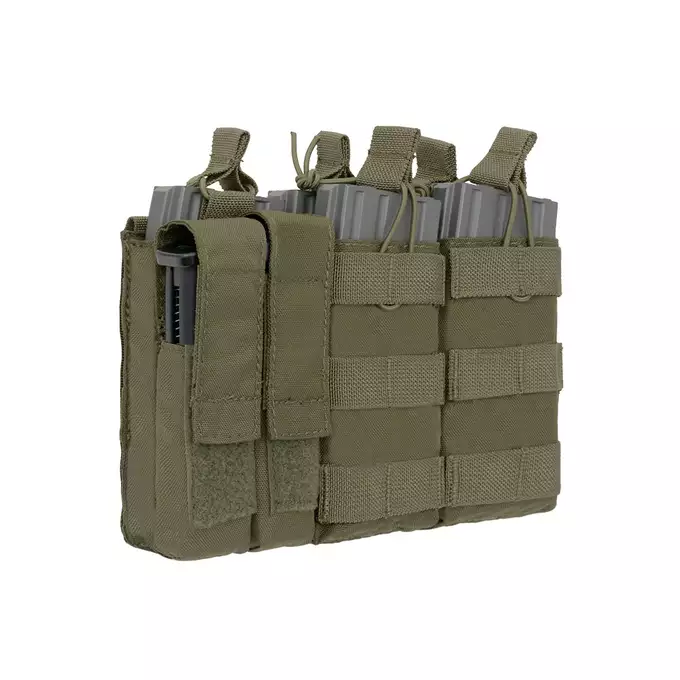 Triple 5.56 Mag/Pistol Pouch Panel (5 plus 2) - Olive | TaiwanGun US & EU