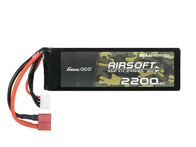 Gens Ace 30C 2200mAh 3S1P 11.1V Airsoft LiPo mini T-Plug | Taiwangun