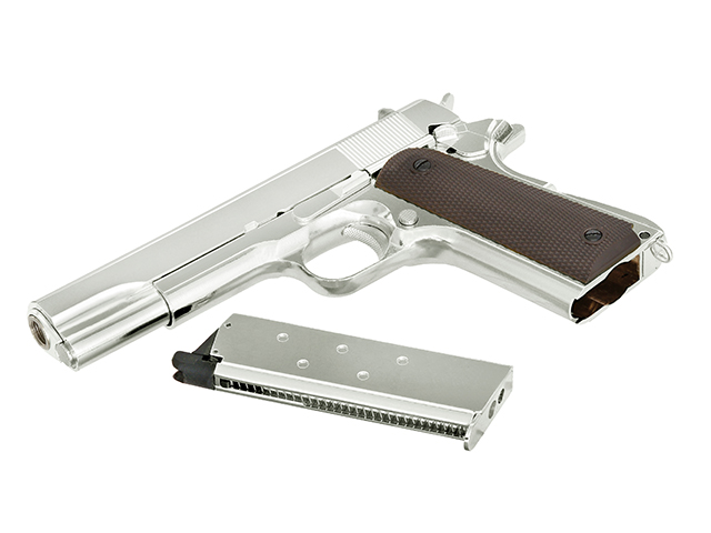 [Set] 1911 pistol replica with Gas Blowback (GBB) - Silver [Golden ...