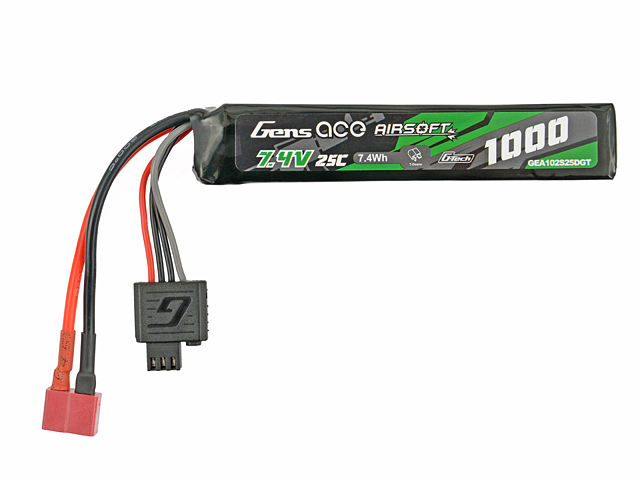 Gens Ace 25C 1000mAh 2S1P 7.4V Airsoft LiPo Battery Gens ace G-Tech T-Plug | TaiwanGun US & EU