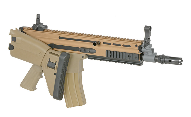 FN SCAR-L Subcarbine Replica with 25RPS, ESHOOTER ETU - Tan [Cybergun ...