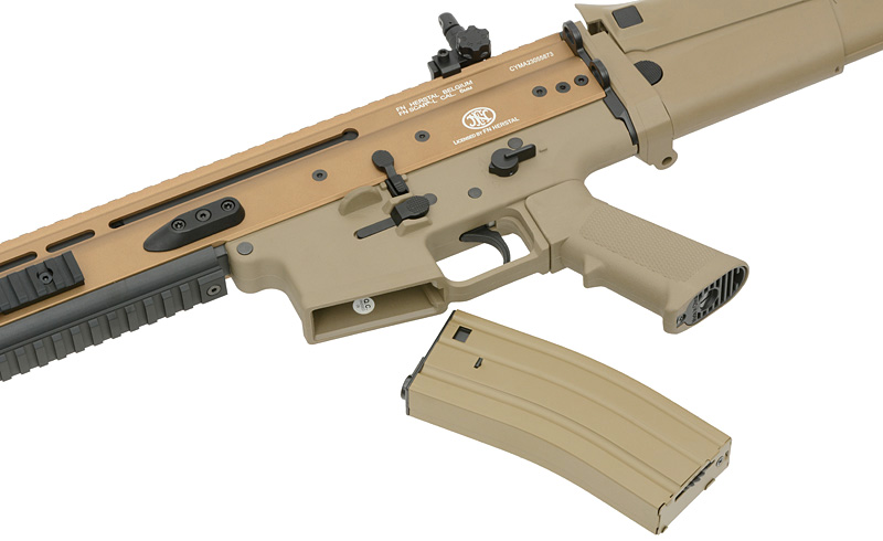 FN SCAR-L Subcarbine Replica with 25RPS, ESHOOTER ETU - Tan [Cybergun ...